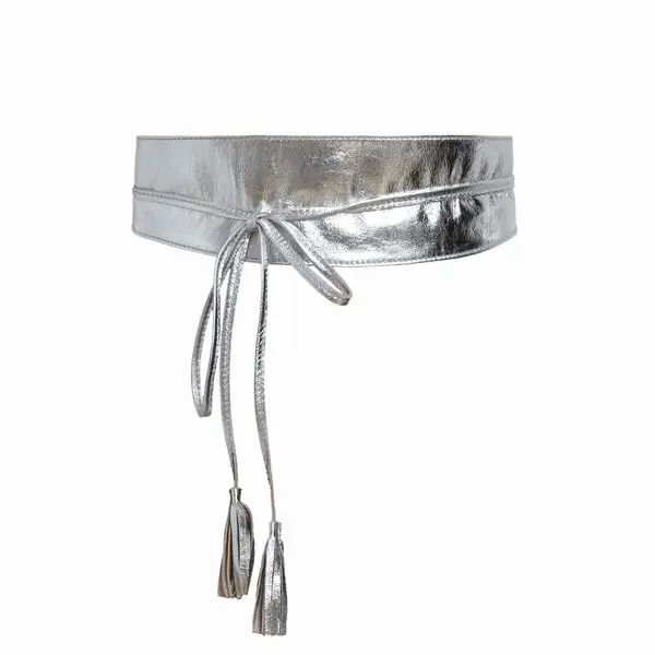 JUAN-JO Leather Belt Pom-pom - Silver