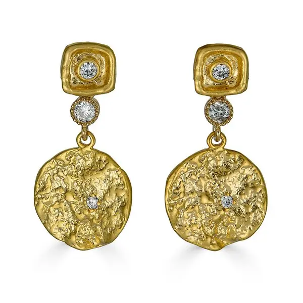 LONI PAUL JEWELRY Hammered Coin Dangle Earrings - Gold