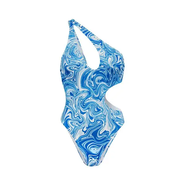 EKCENTRIK Blue / White Aquadelic Swimsuit - Blue/white
