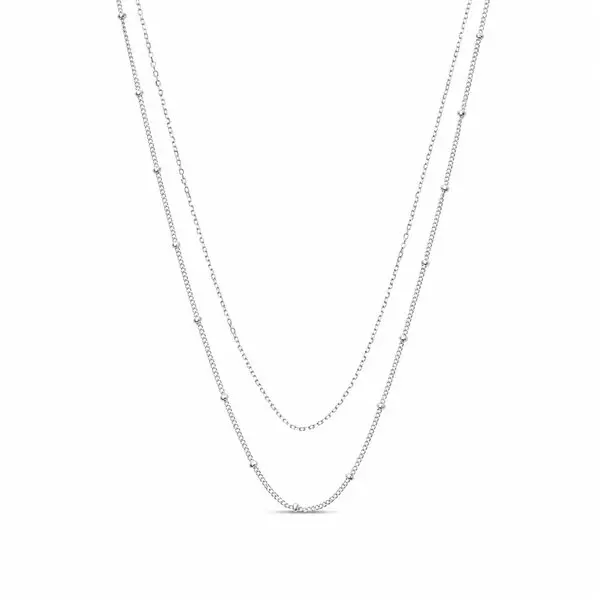 ESTERAH Layered Satellite Necklace - Silver