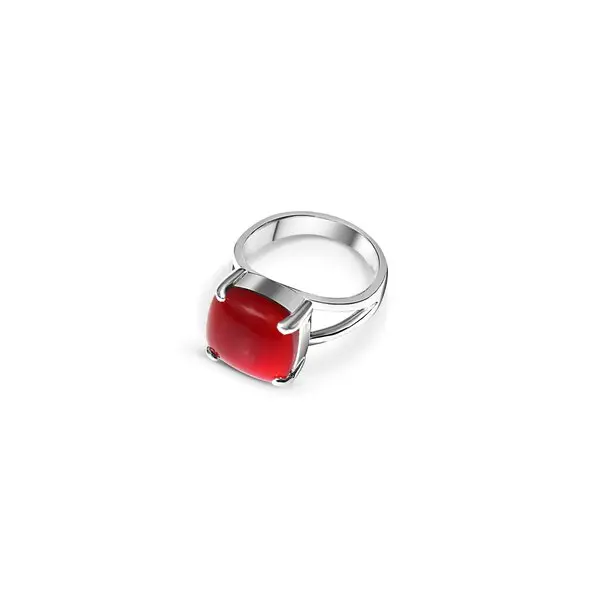 FV JEWELLERY La Stèle Carnelian & Silver Square Ring
