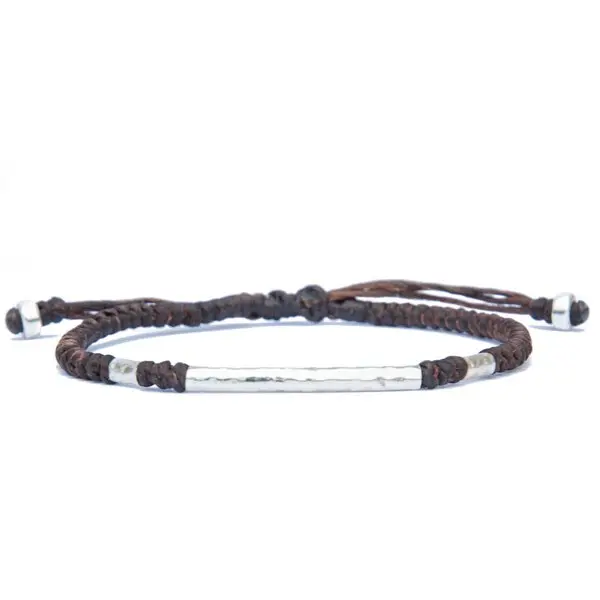 HARBOUR UK Little Björn Silver Rope Bracelet - Brown