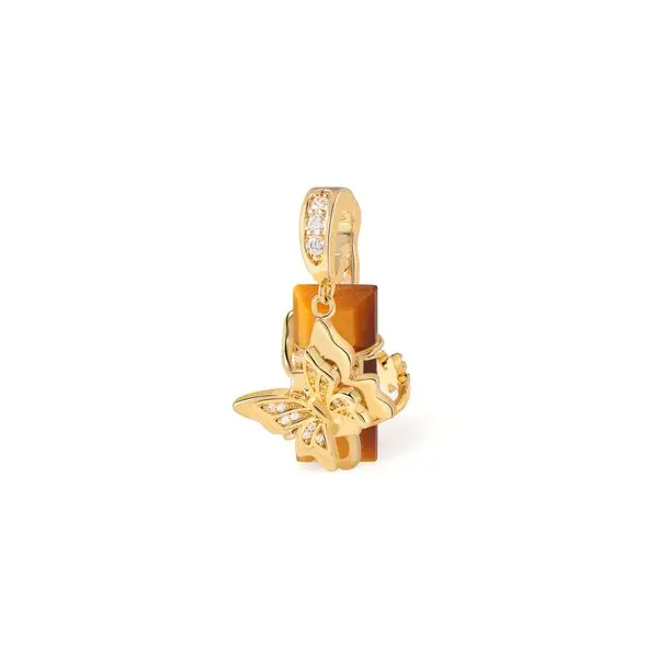 FREQNC ATELIER Twin Butterfly Charm Tiger's Eye - Brown