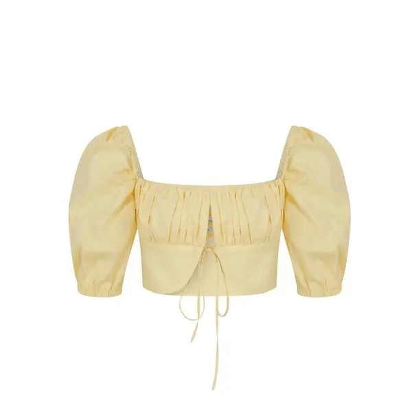 NAZLI CEREN Grace Ruched Top - Yellow