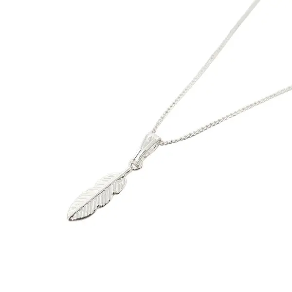 HARFI Small Feather Charm Sterling Necklace - Silver