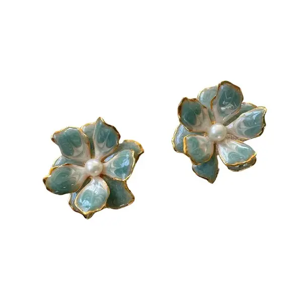 THE PINK REEF Small Double Floral In Dusty - Blue