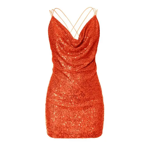 AGGI BY HALEWSKI Selena Sun Mini Sequine Dress - Orange