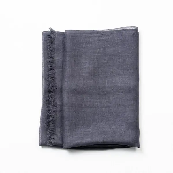 STUDIO VARIOUSLY Charcoal Dark Gray Hand Woven Soft Linen Silk Blend Scarf - Black
