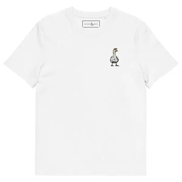 ANCHOR & CREW Dapper Duck Actual Life Organic Cotton Embroidered T-shirt - White
