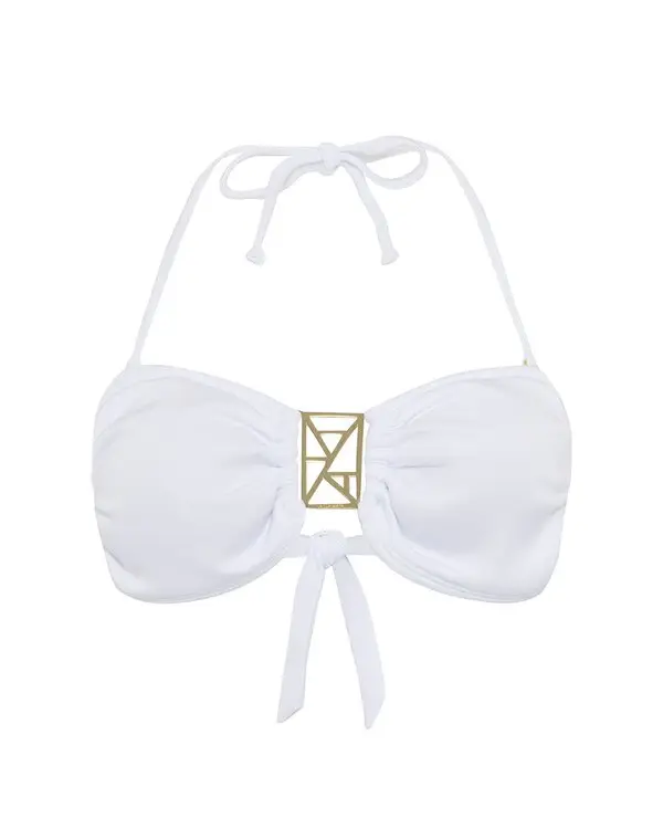 LEYLA MAYA Kate Bandeau Bikini Top Bianco Scuba - White
