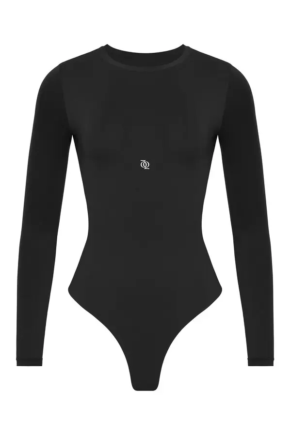 GOD SAVE QUEENS Second Skin Long Sleeve Crew-neck Bodysuit - Black