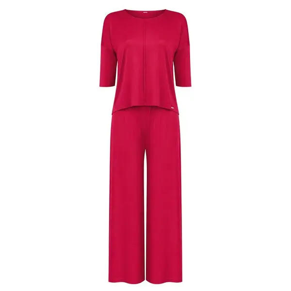 OH!ZUZA NIGHT&DAY Jackie Loungewear Pyjama Set With Wide-leg Trousers – Ruby - Red