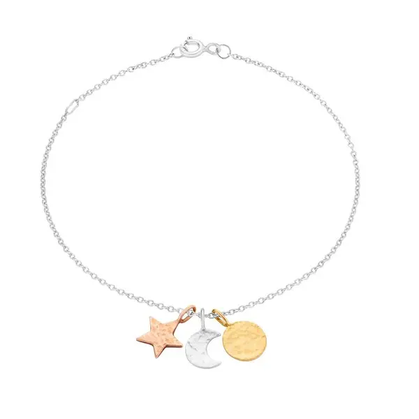 POSH TOTTY DESIGNS Textured Mixed Gold Sun Moon & Star Bracelet - Silver