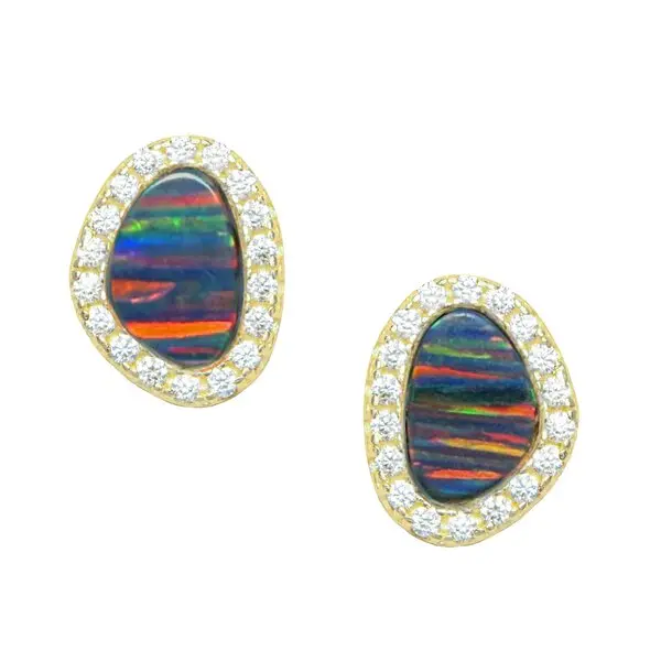 KAMARIA Black / Gold Opal Pebble Stud Earrings Black - Black/gold