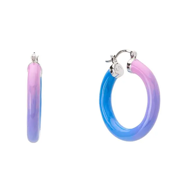 DOLCETTO DESIGNS Blue / Silver Tropicale Dawn Hoop Silver - Blue/silver