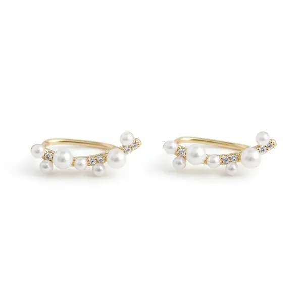 ANGEL BAROCCO Minimalist Freshwater Pearl Climber Earrings - Silver