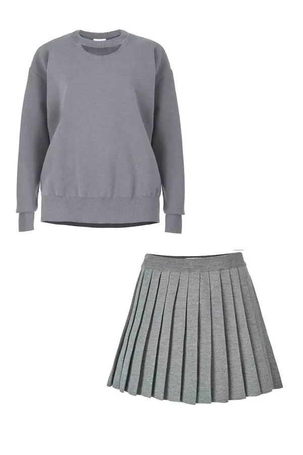 SALANIDA Piccolo & Rotondo 100% Merino Co-ord In Light - Grey