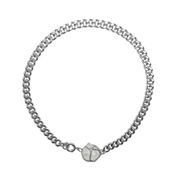 MHART Caged Web Quartz Necklace - Silver