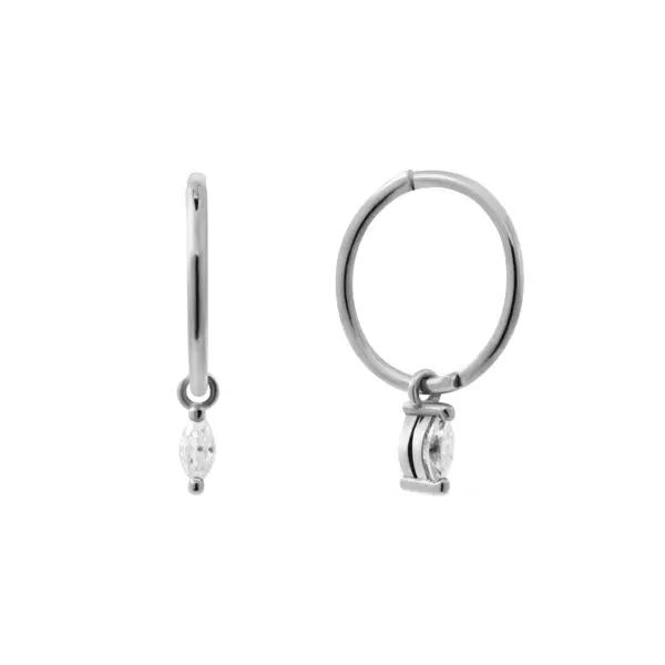 LEE RENEE Moissanite Clicker Hoop Earrings - Silver