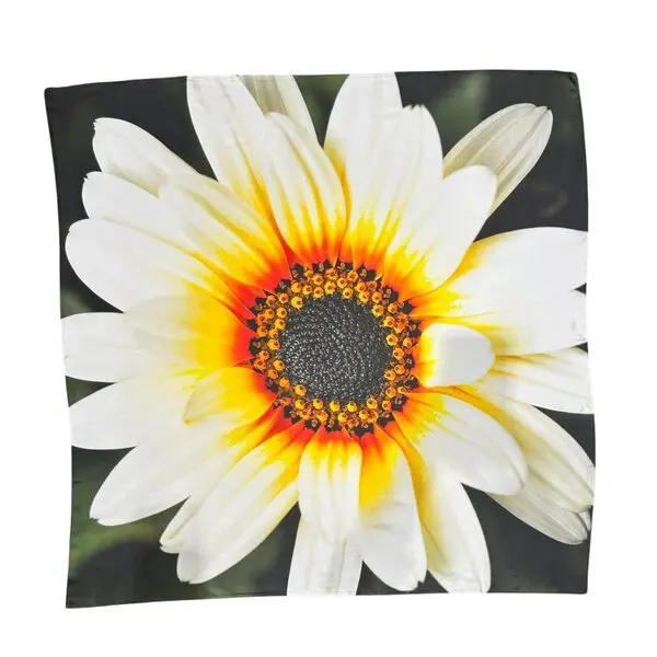 LINDSAY NICHOLAS NEW YORK African Daisy Bloom Silk Scarf - Gray