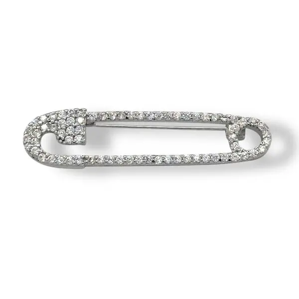 JAGGED HALO JEWELRY Safety Pin Brooch White Gold - Silver