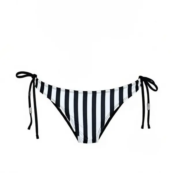 BRASINI SWIMWEAR Natalie Tie Side Bikini Bottom White Stripes - Black