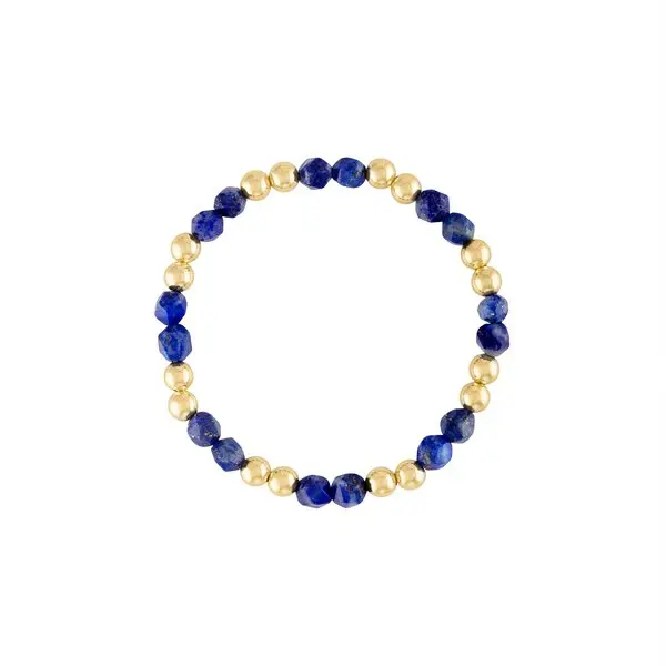 OLIVIA LE Lapis Lazuli Power Gem Gold Bubble Beaded Bracelet - Blue