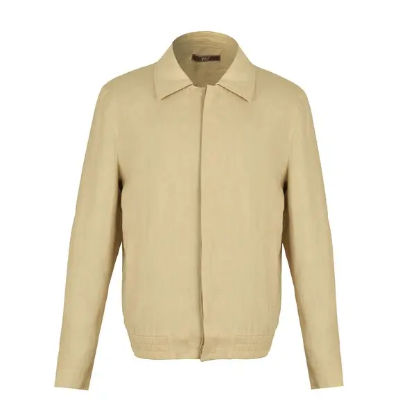 DAVID WEJ Neutrals Hugo Linen Aviator Jacket - Beige