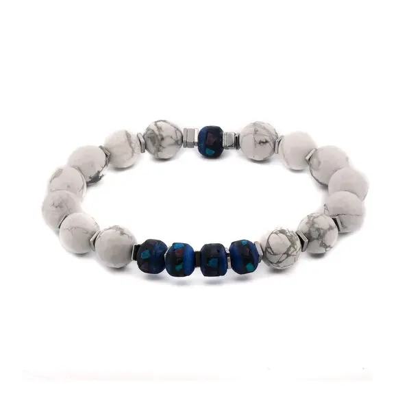 EBRU JEWELRY Blue / White Spiritual Beaded White & Blue Energy Bracelet White - Blue/white