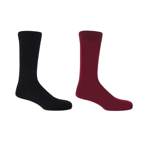 PEPER HAROW - MADE IN ENGLAND Black & Burgundy Classic Socks 2 Pack - Black/red