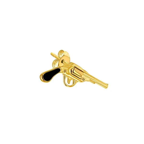 TRUE ROCKS 18kt Gold-plated & Retro Pistol Stud - Black