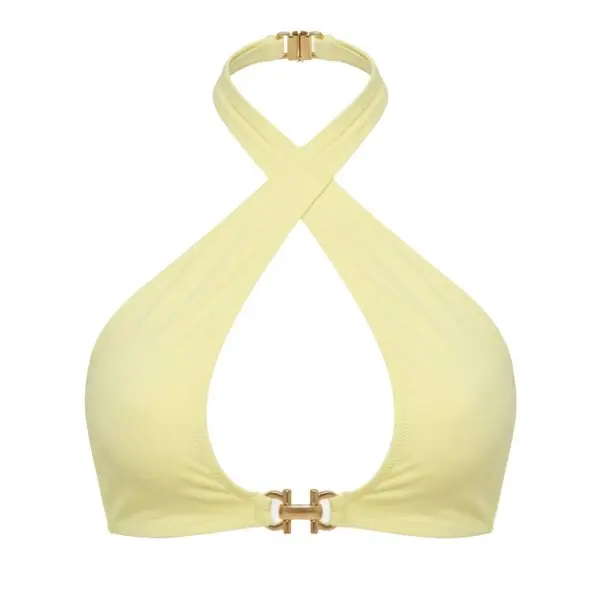 ACQUA PURA Crossover Buckle Bikini Top - Gold