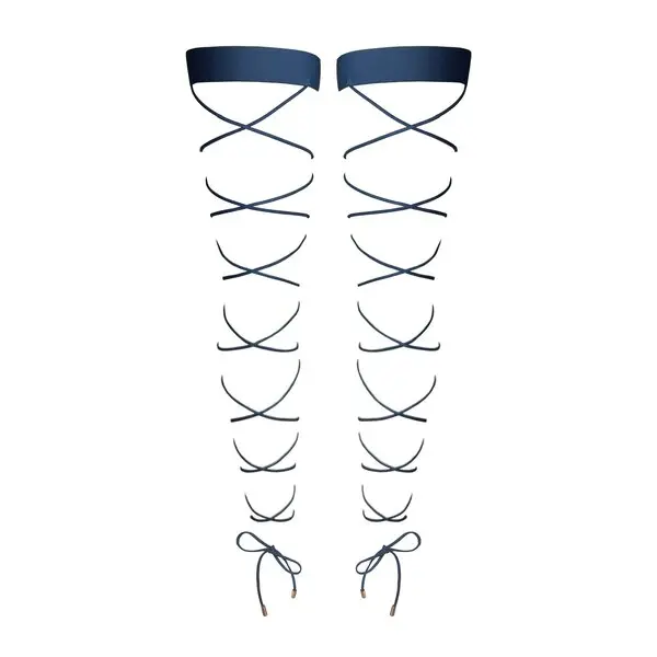 MONIQUE MORIN LINGERIE Crisscross Stay Up Dark Denim - Blue