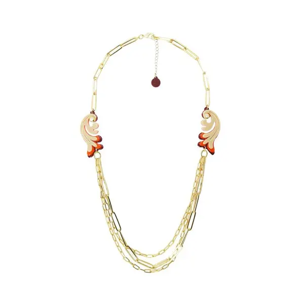 GISSA BICALHO Acrylic Handmade Necklace Rosebush Kahki - Pink