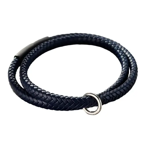 POSH TOTTY DESIGNS Navy Leather Message Bracelet - Blue