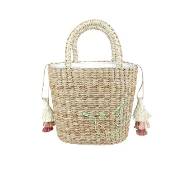 Likhâ Mini Tote Bag With Embroidered Hummingbird - Green