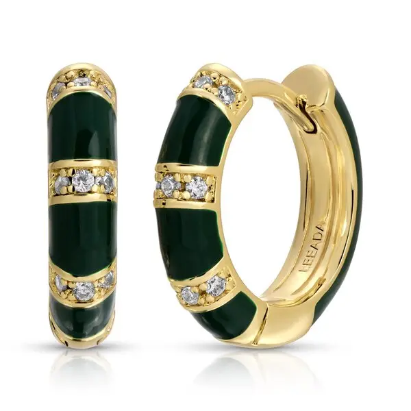 LEEADA JEWELRY Lamill Enamel Huggies Ever - Green