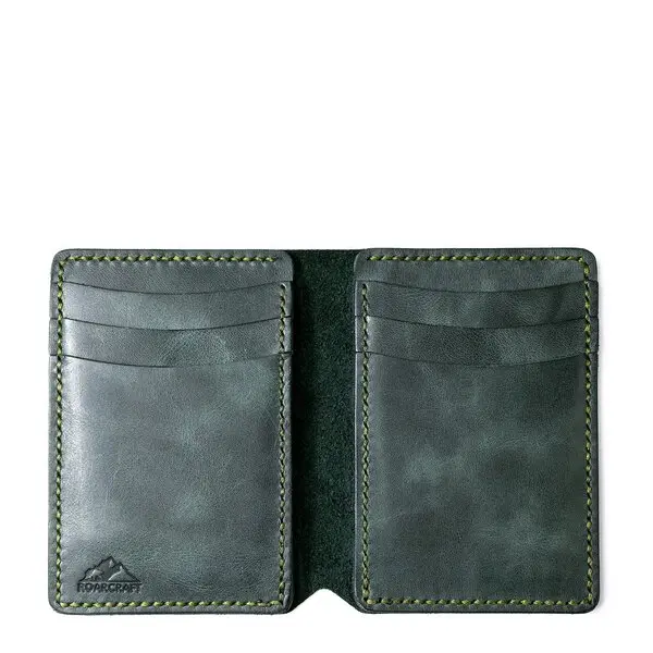 ROARCRAFT Vertical Bifold Leather Wallet Laodikya Emerald - Green