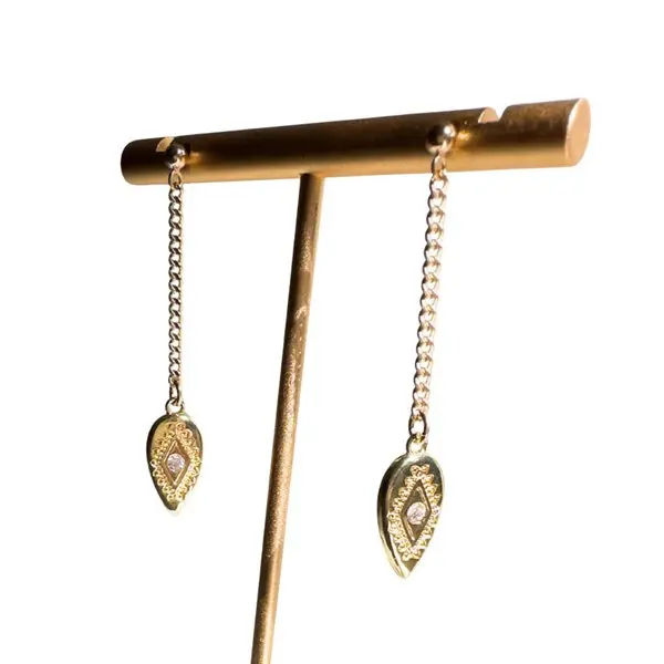 Rachel Nathan Post: Paisley Tear Drop Earrings - Gold