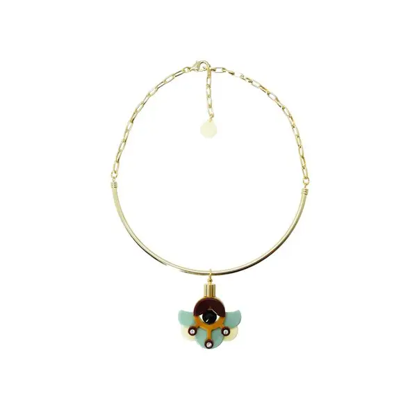 GISSA BICALHO Acrylic Handmade Necklace Choker Petunia Pale - Green