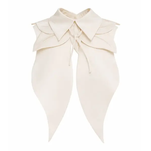 JULIA ALLERT Neutrals Oversized Satin Bib Collar Ivory - White