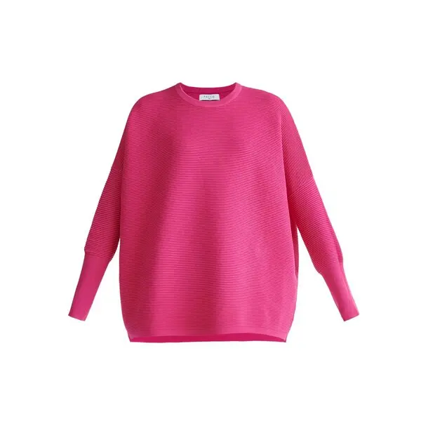 PAISIE Ribbed Jumper In Hot - Pink