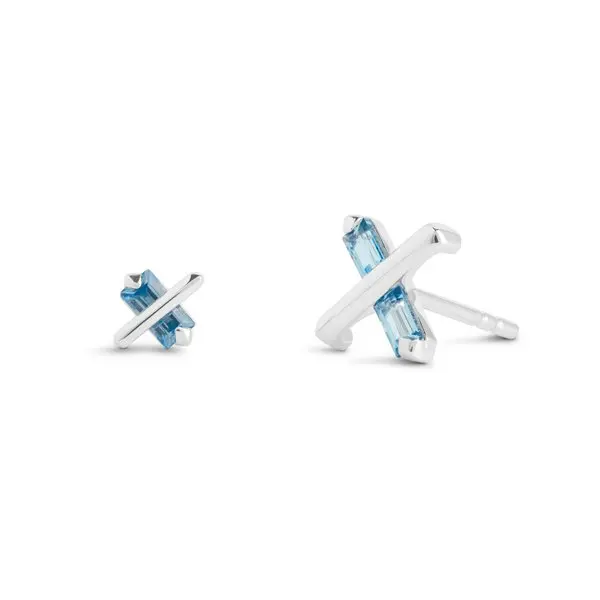 KASUN LONDON Silver / Blue Butterfly Kiss Earrings November Topaz Silver - Silver/blue