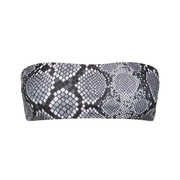 PLAYALUXE Black / Grey Santorini Seamless Bandeau Bikini Top Snake - Black/grey