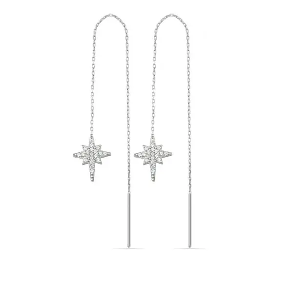 SPERO LONDON Northernstar Starburst Sterling Chain Drop Earring - Silver