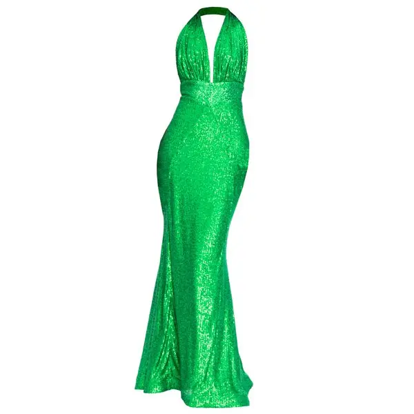 ANGELIKA JOZEFCZYK Monroe Sequin Evening Gown - Green