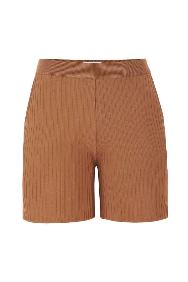SALANIDA Terra Ribbed Shorts In Caramel - Brown