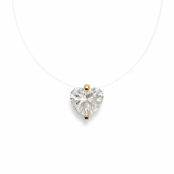 PEARL CODE Lilly Heart Pendant Necklace With Cubic Zirconia - Gold
