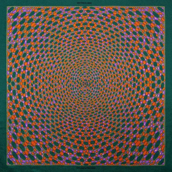 OTWAY & ORFORD Infinity' Spotted Silk Pocket Square In Orange & Purple. Full-size - Green
