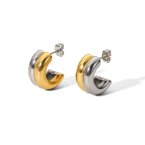 OLIVIA LE Santos Double Layered Huggie Earrings - Silver